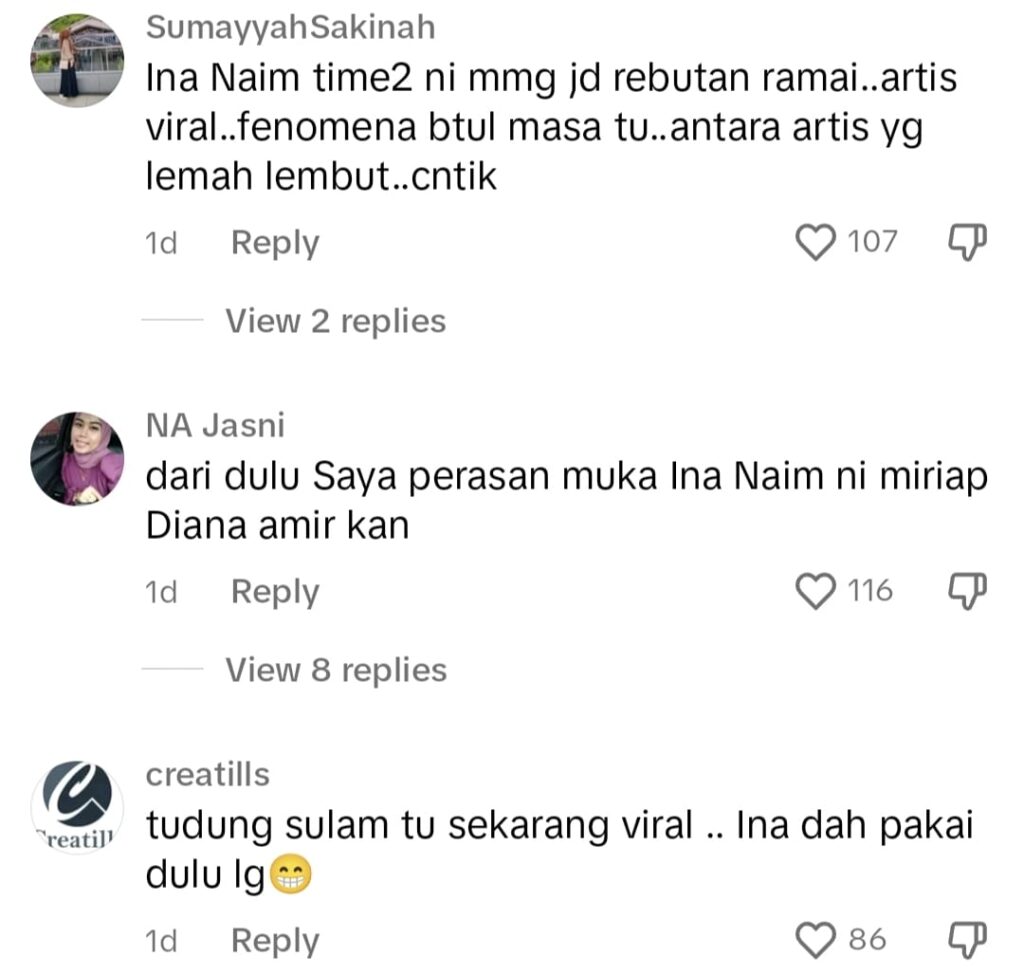 "Ina Naim time2 ni mmg jd rebutan ramai, antara artis lemah lembut ...