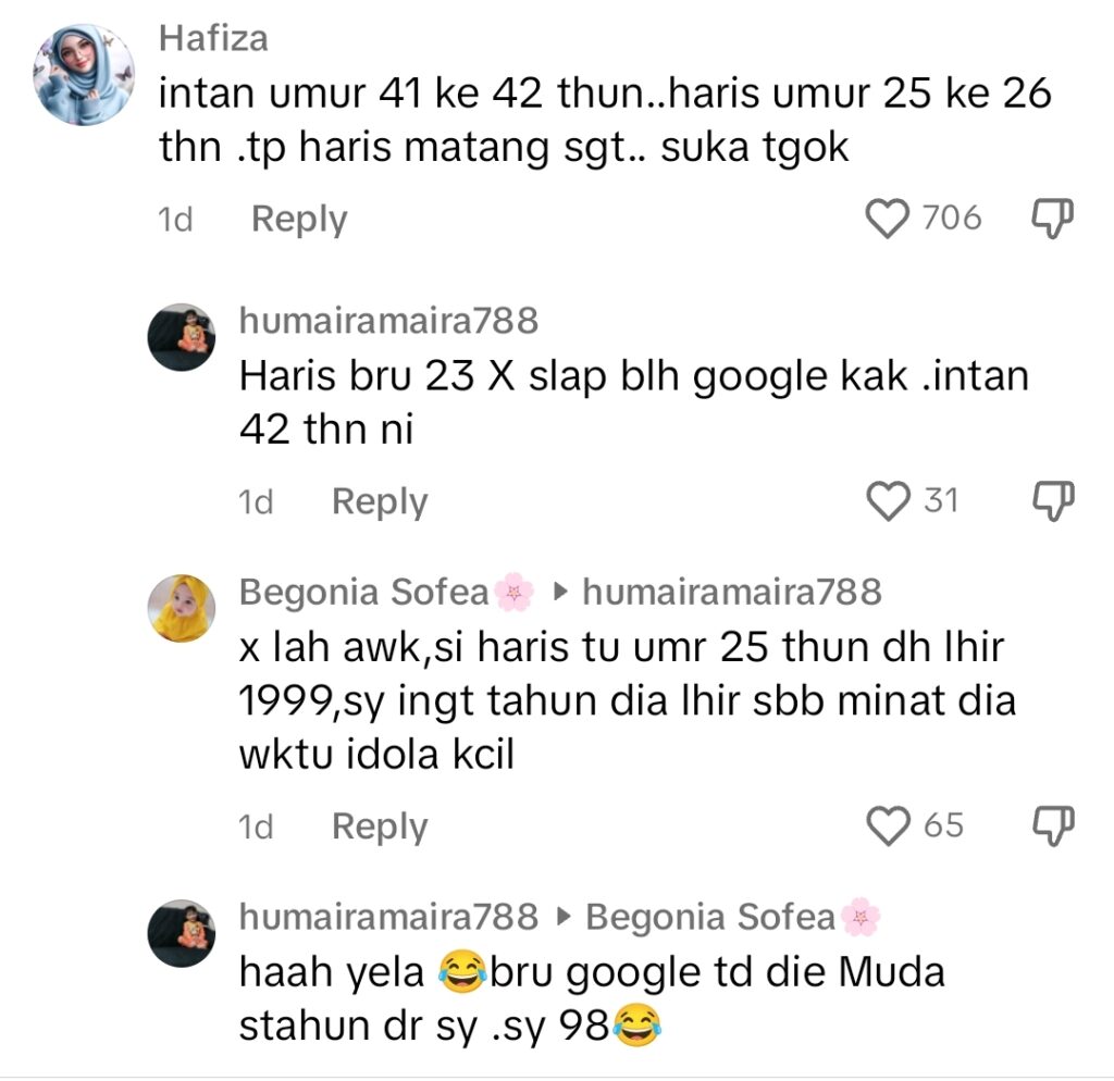 "Intan umur 42 tahun, Haris umur 25 tahun tapi Haris matang sangat ...