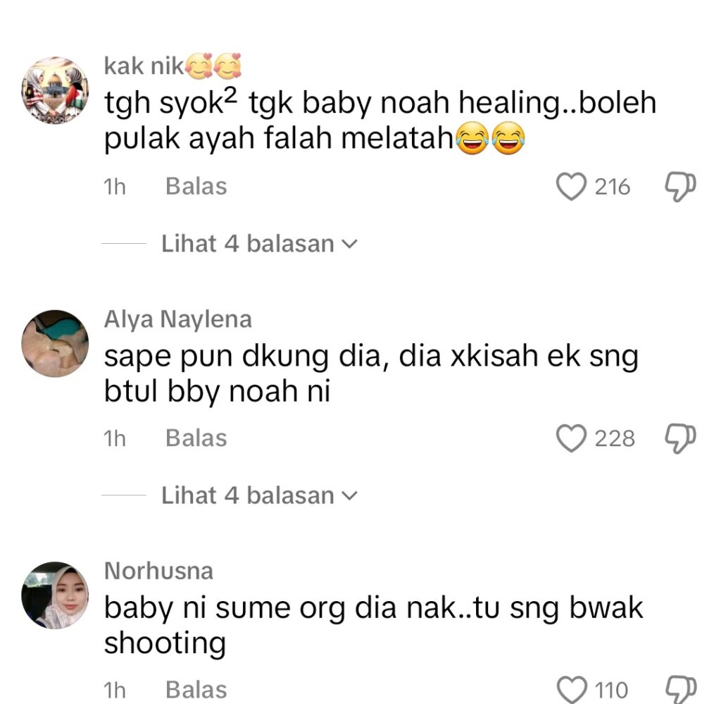 "Tengah syok syok tengok baby Noah healing, boleh pulak ayah Falah ...